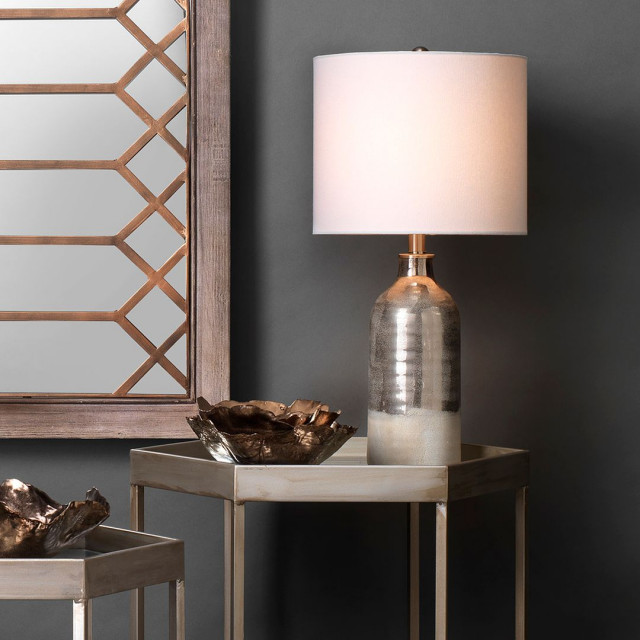 Rustic Elegant Warm Silver Neutral Two Tone Ceramic Table Lamp 23in ...