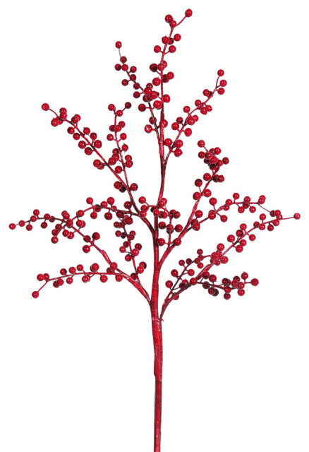 Vickerman Plastic Red Outdoor Berry Spray 6/Bg, 22" - Traditional ...
