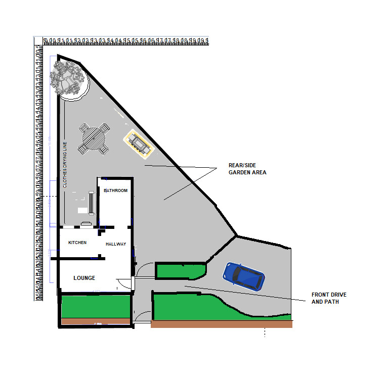 Odd shaped double triangular garden - Need Help with design | Houzz UK