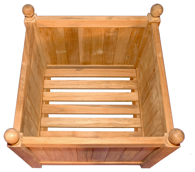 Teak Mission Planter 23"x23"x20" - Traditional - Outdoor Pots And ...