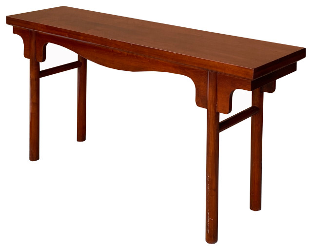 Chinese Brown Wood Plank Plain Ming Style Altar Console Table Hcs7450 ...