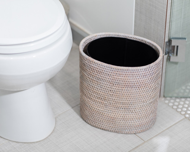 Artifacts Rattan™ Oval Waste Basket with Metal Liner - Tropical ...