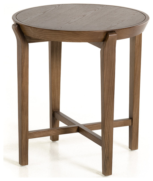 25" Walnut Wood And Veneer Side Table - Transitional - Side Tables And ...