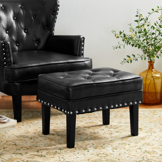 Set of 2 Accent Chair and Accent Stool - Transitional - Armchairs And ...