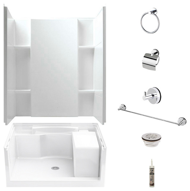 Sterling Seated Shower Kit with Accessory Kit, 36-in L x 48-in W x 74.5 ...