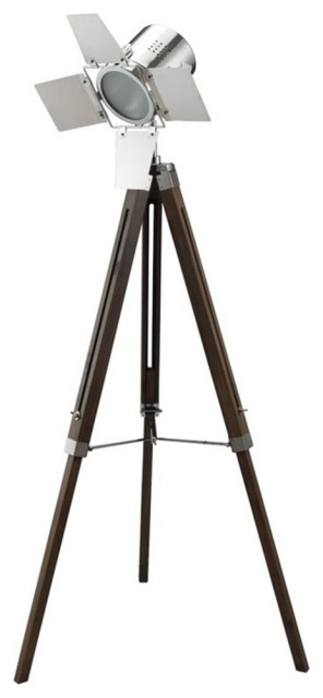 ACME Hollywood Floor Lamp, Antique Oak and Chrome - Midcentury - Floor ...