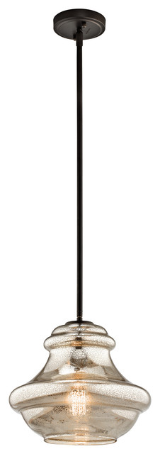 Everly 12" 1-Light Pendant, Olde Bronze Clear Glass - Transitional ...