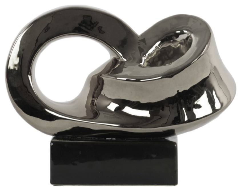 Ceramic Infinity Abstract Sculpture on Rectangle Base, Silver ...