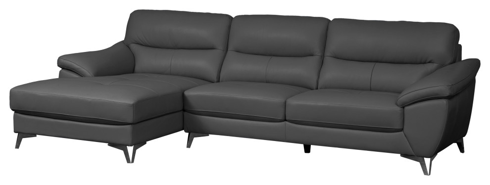 Melody Top Grain Leather Sectional, Dark Gray - Midcentury - Sectional Sofas - by Abbyson Home ...
