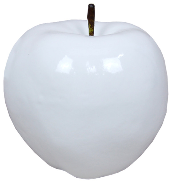 6" Shiny Large Centerpiece Apple,White - Farmhouse - Decorative Objects ...