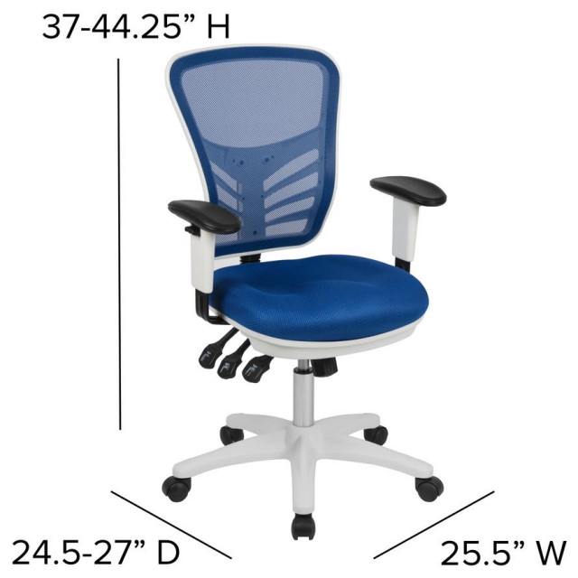 Mid-Back Blue Mesh Multifunction Executive Swivel Ergonomic Office ...