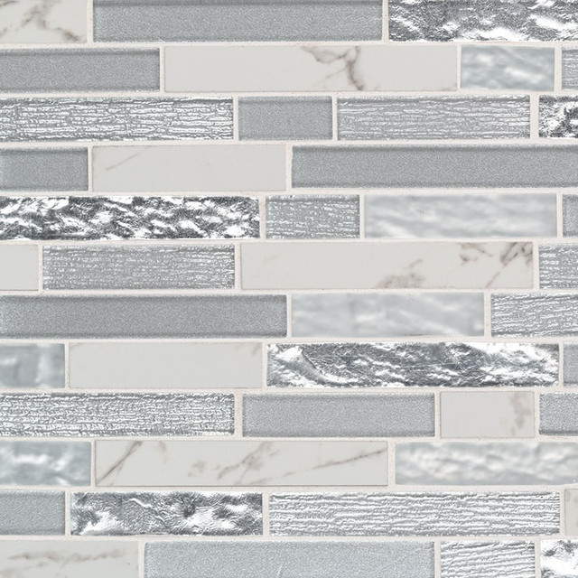 Whistler Ice Interlocking 8mm Glass Wall Tile, Sample, 4" - Traditional ...