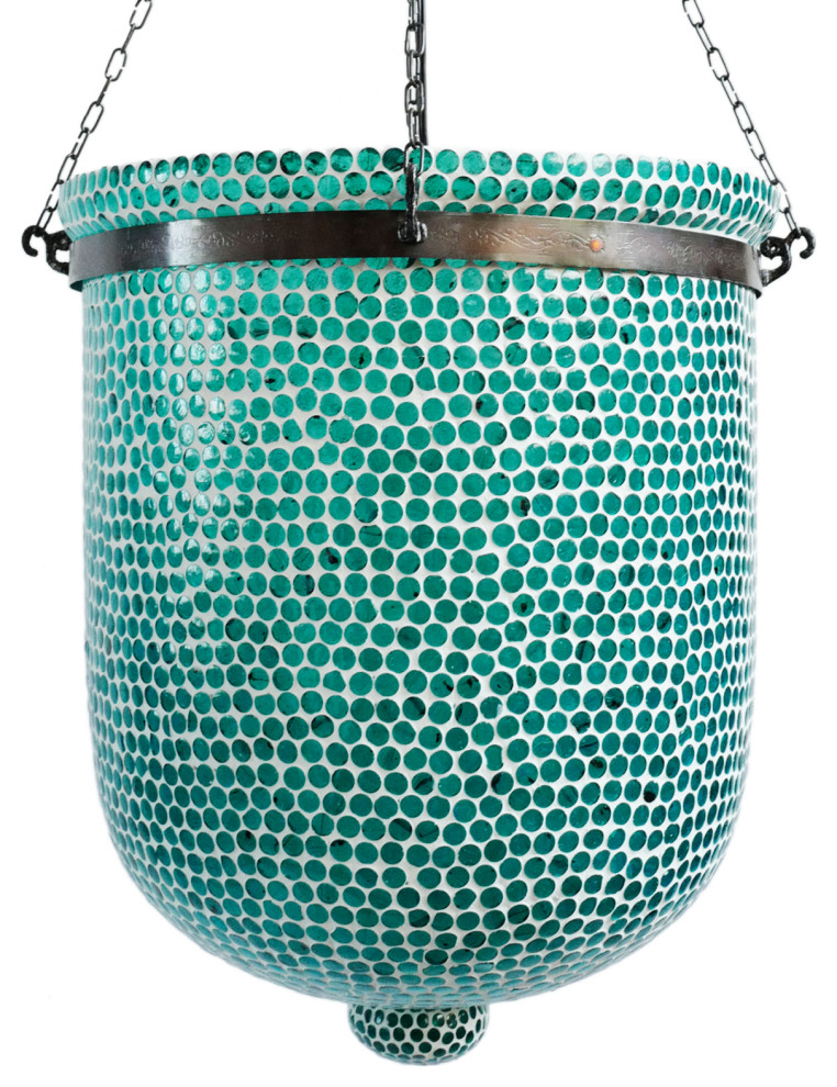 Blue Mosaic Bucket Pendant, Large - Contemporary - Pendant Lighting ...