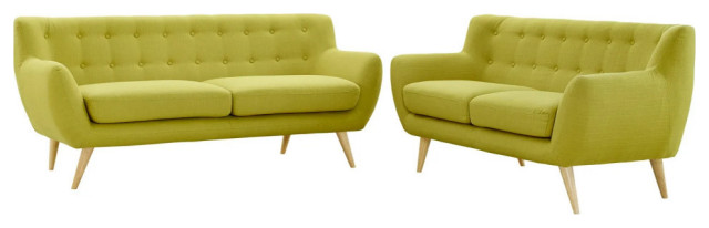 Marcy Wheatgrass 2 Piece Living Room Set - Midcentury - Living Room ...