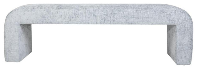 Sophia Modern Luxury Curved Upholstered Jacquard Bench Blue ...