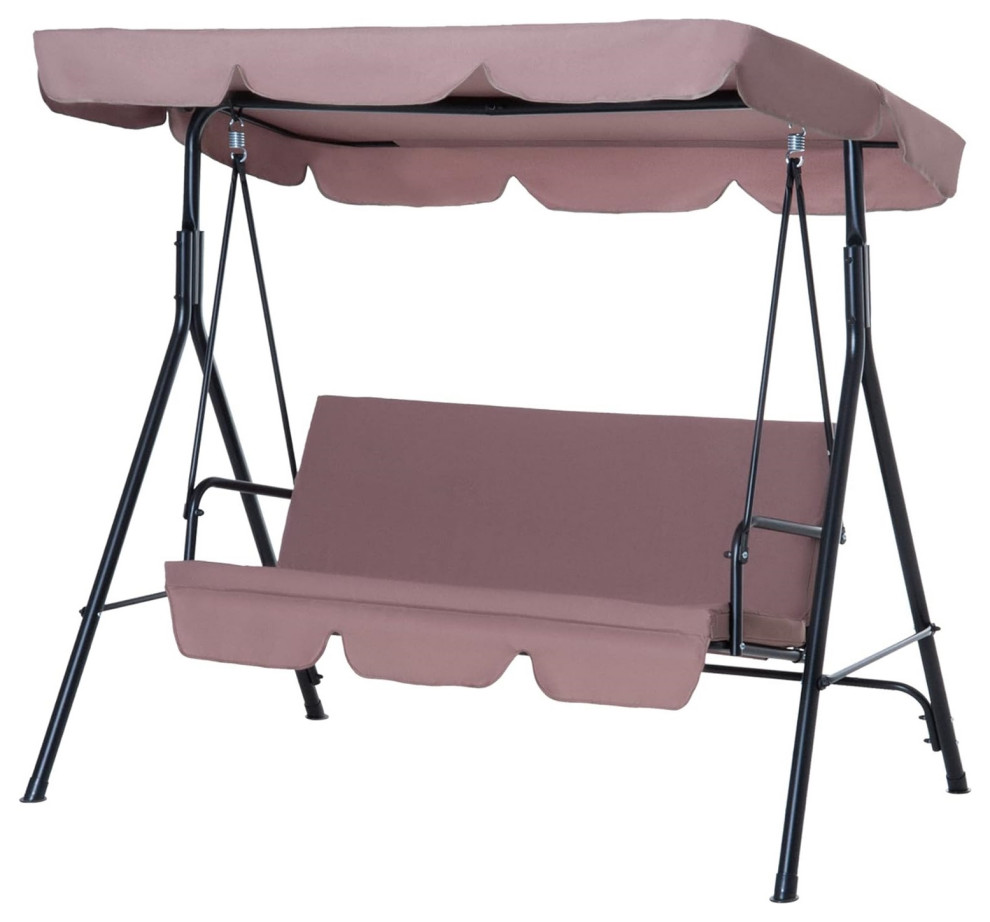 Porch Swing, Metal Frame With Cushioned Seats & Adjustable Tilt Canopy ...