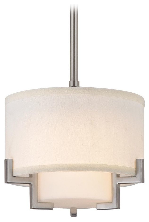 Modern Satin Nickel Mini-Pendant Light with White Glass - Transitional ...
