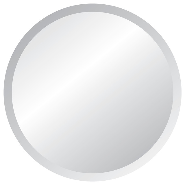 Round Frameless Mirror with Polished Beveled Edges, 18" Round ...