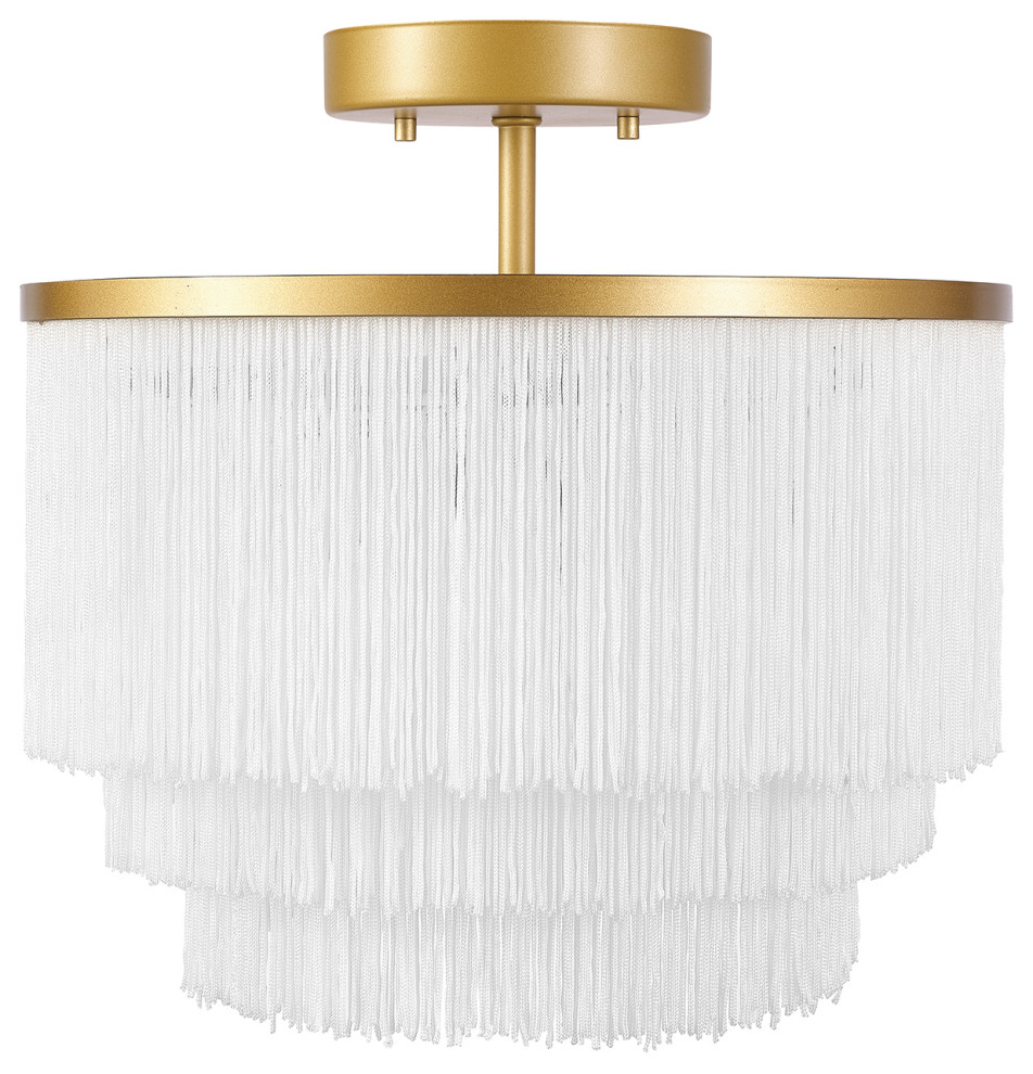Novogratz x Globe Janis 1-Light Matte Gold Flush Mount Ceiling Light ...