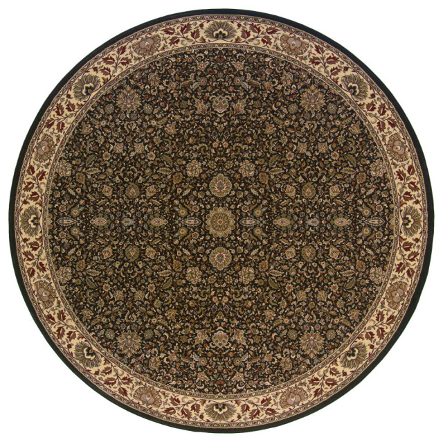 Aiden Traditional Vintage Inspired Brown/Ivory Rug, 8' Square ...