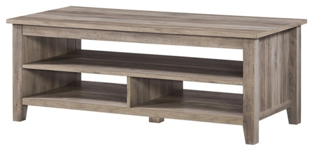 48" Grooved Panel Sided Wood Coffee Table - Gray Wash - Farmhouse ...