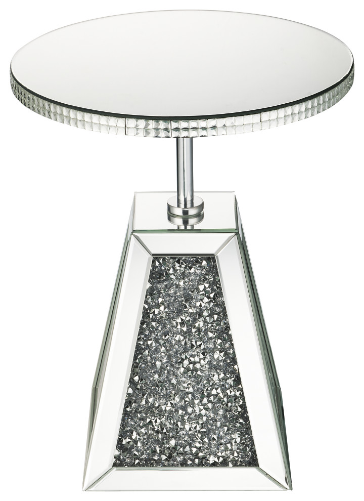 Noralie Side Table, Mirrored and Faux Diamonds - Contemporary - Side ...