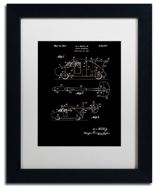 'Flying Car Patent 1941 Black' Art, , Black Frame, White Mat, 11x14 ...