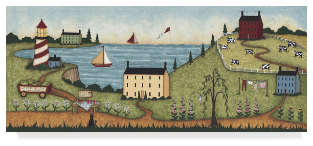 Robin Betterley 'The Edge Of Town' Canvas Art, 19"x8" - Beach Style ...