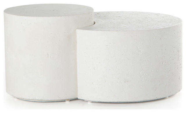 Meza Nesting Coffee Table-Textured White - Transitional - Coffee Tables ...