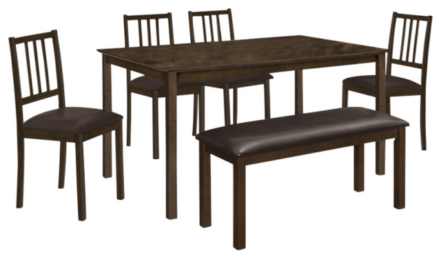 Dining Table, 60" Rectangular, Kitchen, Dining Room, Veneer, Wood Legs ...
