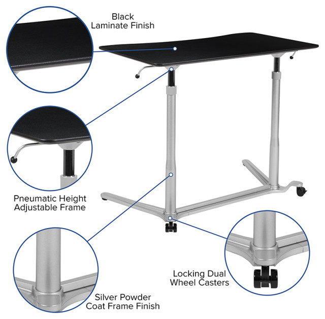 Black Sit-Stand Computer Desk - Contemporary - Kitchen And Dining ...