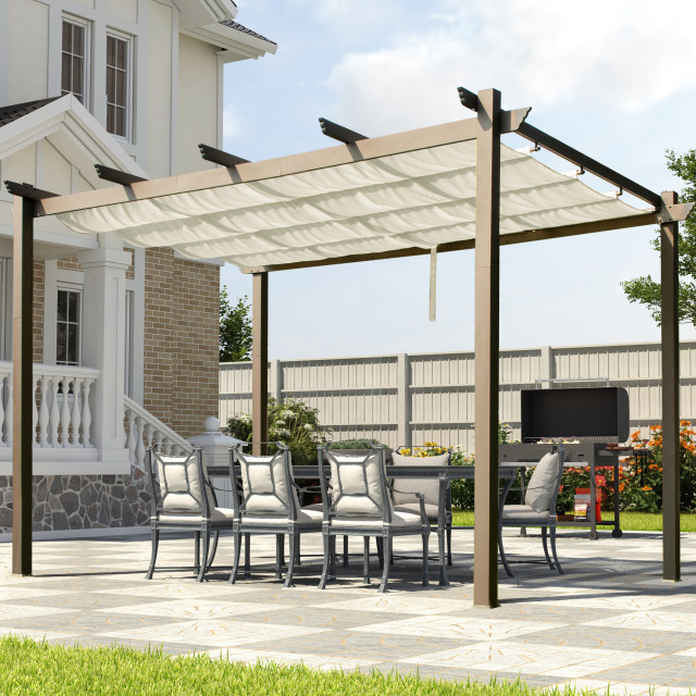 MEWAY Outdoor Retractable Pergola, 10x13ft - Transitional - Pergolas ...
