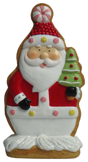 7" Standing Santa Gingerbread Cookie With Christmas Tree Tabletop ...
