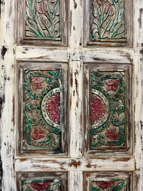 Consigned Vintage Carved Wood Sliding Barn Door Farmhouse Style Door ...