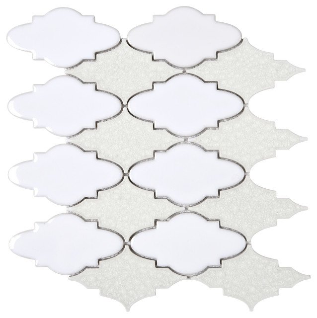 12.25"x13.75" Candace Mosaic Tile Sheet, White - Mediterranean - Mosaic ...
