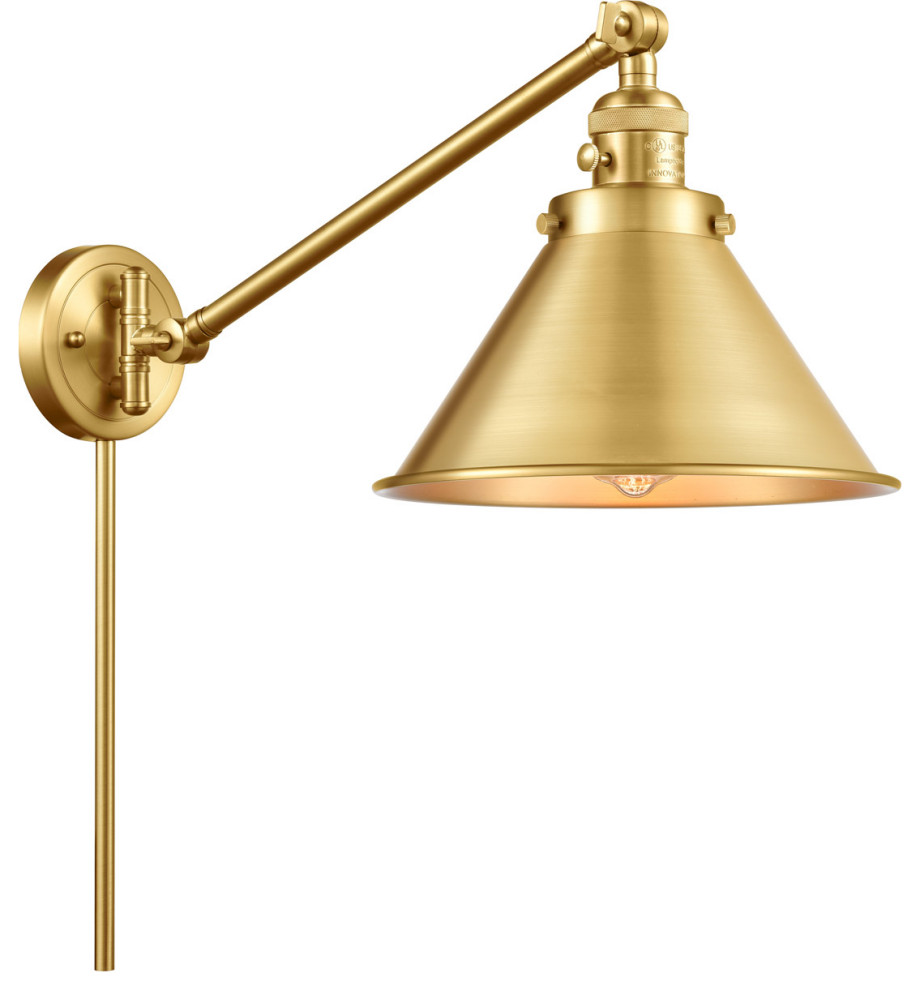 Briarcliff Swing Arm or Wall Lamp, Satin Gold - Industrial - Swing Arm ...