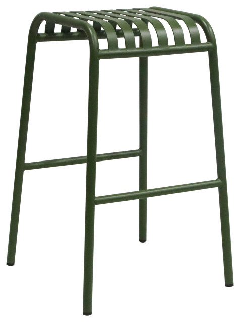 Enid Stackable Outdoor Bar Stool, Dark Green Set of 2 - Contemporary ...