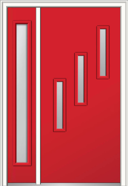 Clear 3-Lite Vertical Steel Door With Sidelite, 53"x81.75 ...