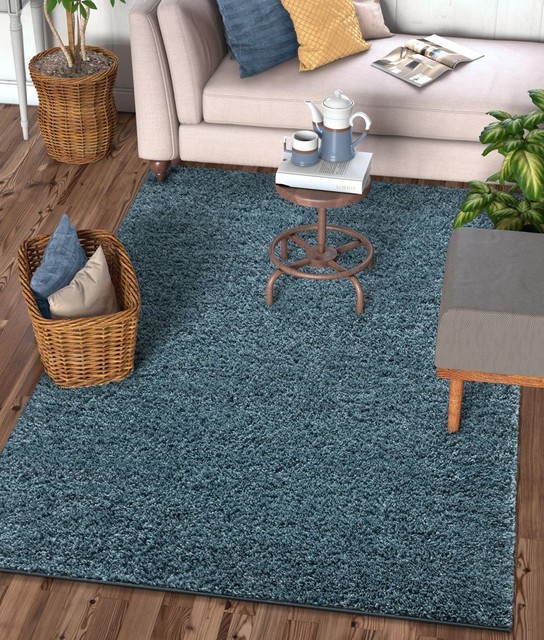 Well Woven Madison Piper Modern Shag Solid Light blue Area Rug, 7'10" x ...