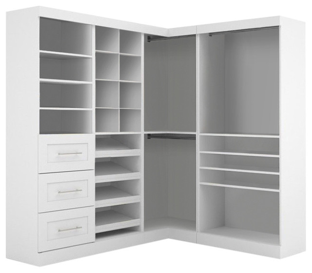 Atlin Designs 82" 4-Piece Corner Storage Unit in White - Transitional ...