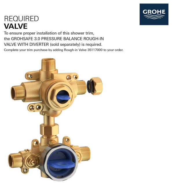 Grohe 29 434 Cosmopolitan Two Function Pressure Balanced Valve - Tub ...