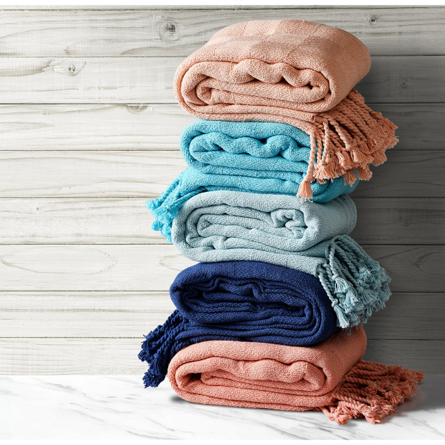 Orange Woven Cotton Solid Color Throw Blanket - Contemporary - Blankets ...