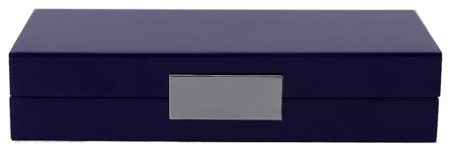 Addison Ross Lacquered Jewelry Box, Navy/Silver - Contemporary ...