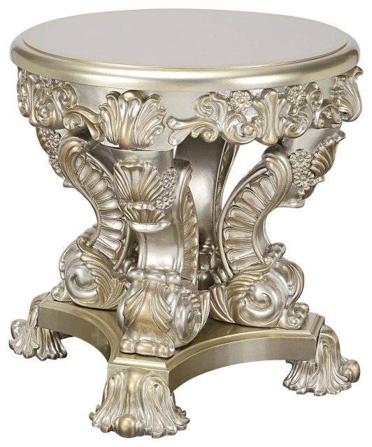 Traditional Round End Table, Antique Gold - Victorian - Side Tables And ...