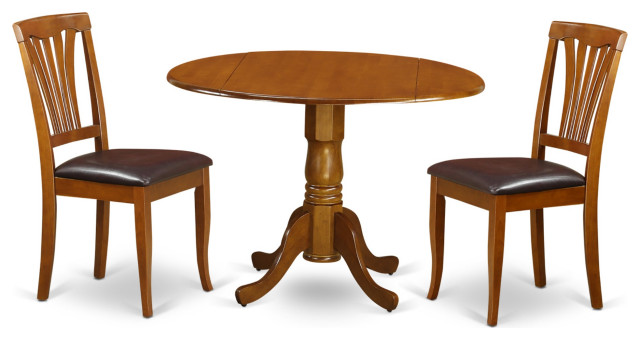 Dlav3-Sbr-Lc 3-Piece Kitchen Table Set-Dining Table and 2 Leather ...