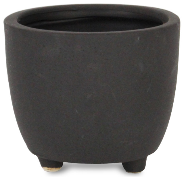 Textured Ceramic Pot - Medium, Dark Gray - Transitional - Outdoor Pots ...