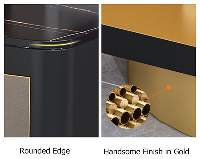 Modern Side Table with Storage Hollow Cube Table with Gold Metal ...