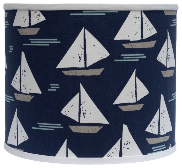 Cape May Indigo Sailboat Shade, 12" - Beach Style - Lamp Shades - by ...