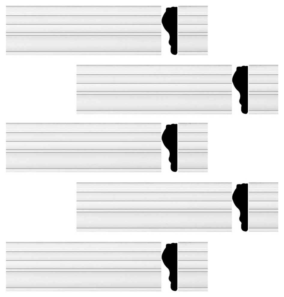 Chair Rail White Urethane Molding Railing Design 5 Pcs 485" Length ...