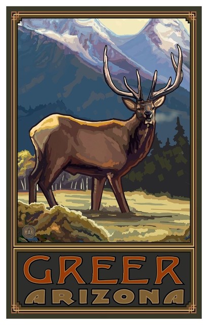 by Artist Paul A. Lanquist Greer Arizona Elk Art Print, 24"x36 ...